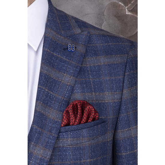 Paco Romano Erkek Slim Fit Sivri Yaka Açık Lacivert Ekose Fiyatı