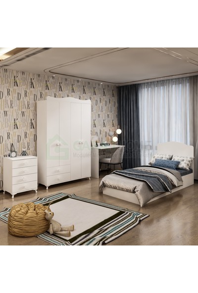 Garaj Home Elit Genç Odası Takımı Beyaz- Garaj Home Elit Genç Odası Takımı Beyaz-