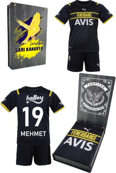 Fenerbahçe Orijinal Kişiye Özel Çocuk Forma Set Ahşap Kutulu