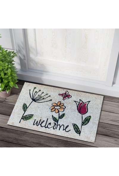 Blastoff Çiçek Baskılı Kapı Paspası