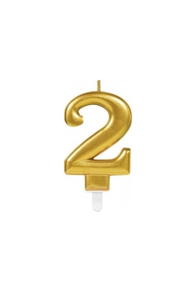 2 Rakamı Mum Gold Renk 2 Rakamı Mum Gold Renk