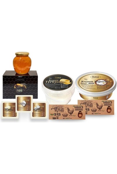 Obabeyi Gurme Gümüş Paket - (Yoğurt, Tereyağ, Bal, Üç Çeşit Peyniri, Yumurta) 8'li Obabeyi Gurme Gümüş Paket - (Yoğurt, Tereyağ, Bal, Üç Çeşit Peyniri, Yumurta) 8'li