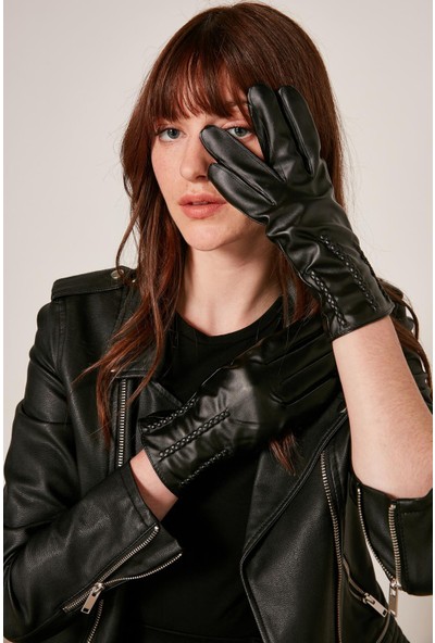 Axesoire 12989 Örgü Detaylı Deri Siyah Eldiven Axesoire 12989 Örgü Detaylı Deri Siyah Eldiven