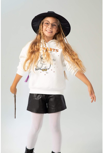 DeFacto Kız Çocuk Relax Fit Kalın Kumaş Harry Potter Lisanslı İçi Yumuşak Tüylü Sweatshirt Y5094A622AU