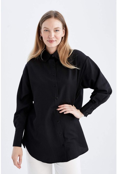 DeFacto Regular Fit Basic Uzun Kollu Gömlek Tunik Z0665AZ22HS