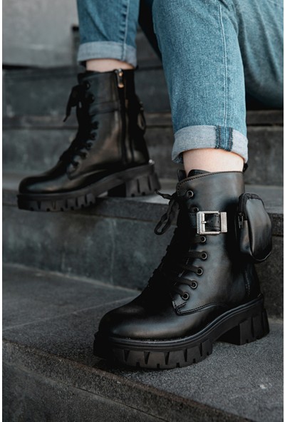 Lord's Ayakkabı Kadın Armi Cüzdanlı Bağcıklı Fermuarlı Bot