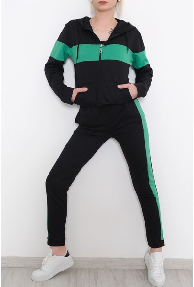 Aliz Moda Parçalı Eşofman Takımı Siyahyeşil - 9869.1348. Aliz Moda Parçalı Eşofman Takımı Siyahyeşil - 9869.1348.