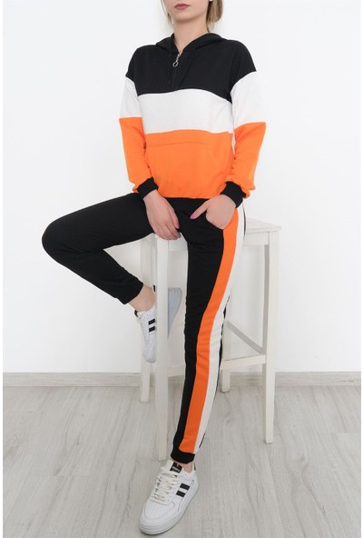 Aliz Moda Garnili Eşofman Takımı Siyahturuncu - 9974.1348. Aliz Moda Garnili Eşofman Takımı Siyahturuncu - 9974.1348.