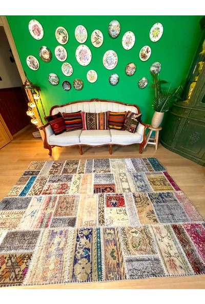 Rustik Ev El Dokuma Patchwork Halı & 236X153 Rustik Ev El Dokuma Patchwork Halı & 236X153