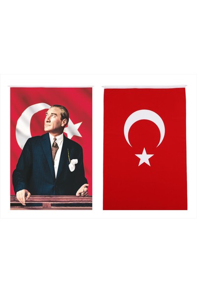BAYRAKAL Atatürk Resmi Kumaş ve Türk Bayrağı Ikili Set BAYRAKAL Atatürk Resmi Kumaş ve Türk Bayrağı Ikili Set