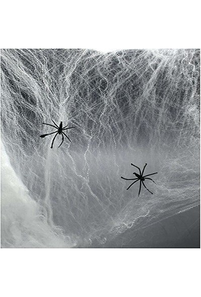 Beyaz Renk Örümcek Ağ ve Siyah Örümcekler Seti 60 gr Beyaz Renk Örümcek Ağ ve Siyah Örümcekler Seti 60 gr