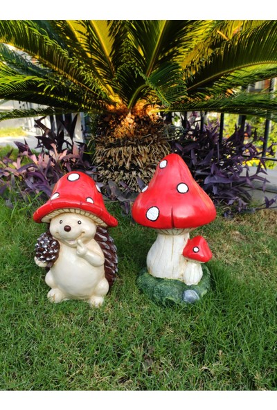 SZN Dekor Ikili Bahçe Heykeli, Mantar ve Kirpi Heykeli , Biblo SZN Dekor Ikili Bahçe Heykeli, Mantar ve Kirpi Heykeli , Biblo