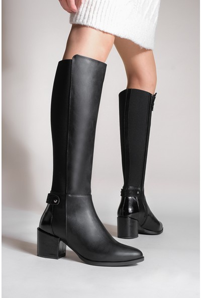 Marjin Kadın Diz Altı Streç Topuklu Çizme Aret