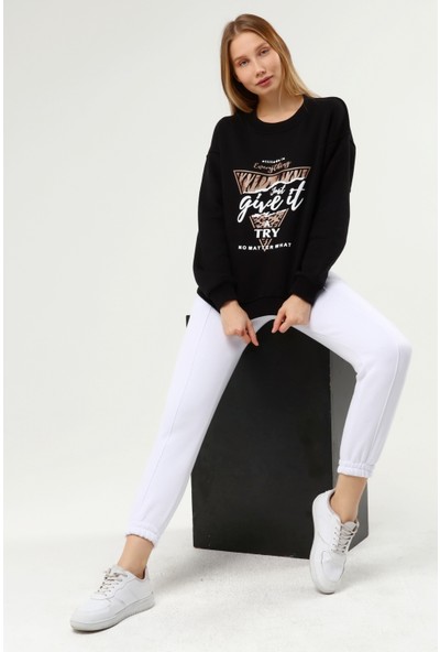 Xanthe Kadın Şardonlu Baskılı Sweatshirt