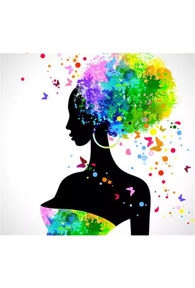 Fg Kıvırcık Saçlı Kız Elmas Boyama Kit Diamond Painting Kit 30 x 40 cm