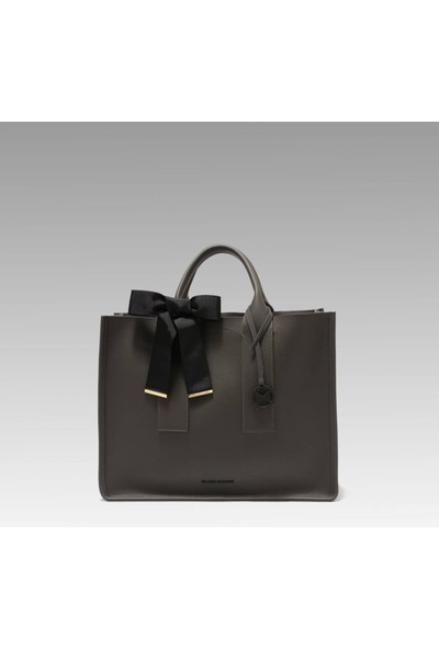 Black Ribbon Pure Maxı Koyu Gri El Çantası