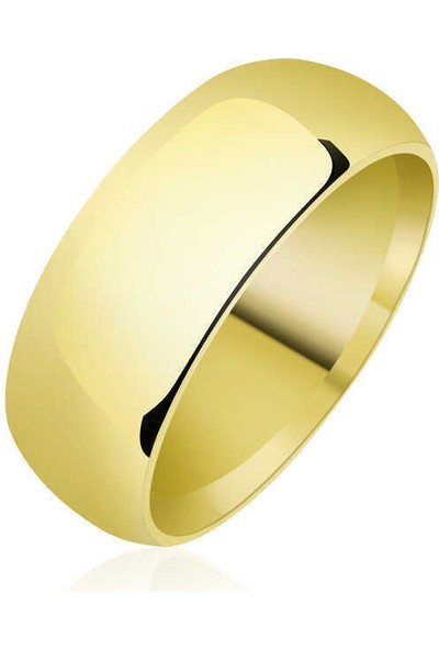 York Nevada 8 mm Düz Bombeli Gold Gümüş Alyans