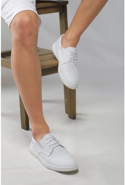7AdımdaAşk Beyaz Erkek Sneaker Deri Ayakkabı