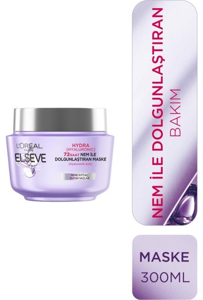 L'oréal Paris Elseve Hydra [hyaluronic] 72 Saat Nem ile Dolgunlaştıran Maske 300ML