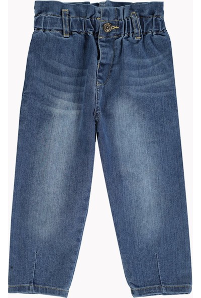 Overdo Lastikli Yüksel Bel Likralı Kız Çocuk Düz Kot Pantolon