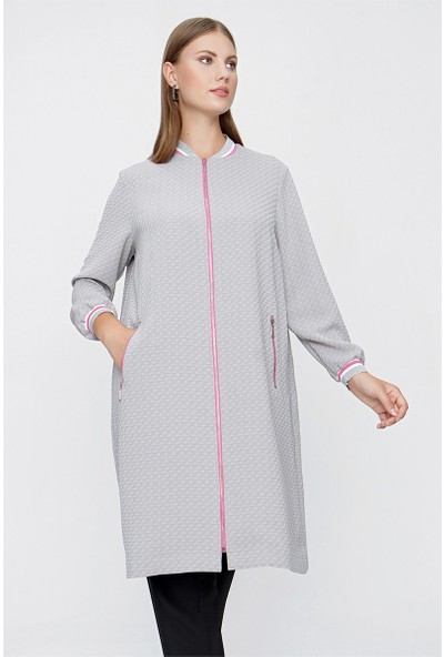 Aker 18613112 Ribana Detaylı Dokulu Kumaş Fermuarlı Kap