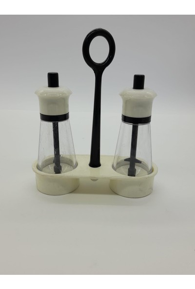 Mutfak Online Gubi Püskürtmeli Tuzluk Seti Beyaz-Siyah