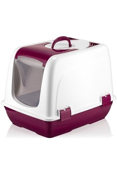 Mikopet Kapalı Küçük Kedi Tuvaleti Bordo