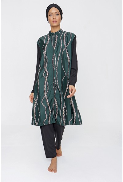 Aker 0540212 Zincir Desen Önden Fermuarlı Arka Ayarlanabilir Lastikli Tesettür Mayo Aker 0540212 Zincir Desen Önden Fermuarlı Arka Ayarlanabilir Lastikli Tesettür Mayo