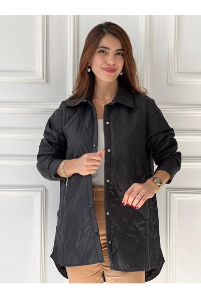 Modamla Milana Siyah Çıtçıt Detaylı Kapitone Mont Modamla Milana Siyah Çıtçıt Detaylı Kapitone Mont