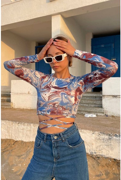 Bengi Clothing Kadın Uzun Kollu Bel Ip Dolama Detay Uzun Kollu Esnek Kumaş Crop Top Bluz Bengi Clothing Kadın Uzun Kollu Bel Ip Dolama Detay Uzun Kollu Esnek Kumaş Crop Top Bluz