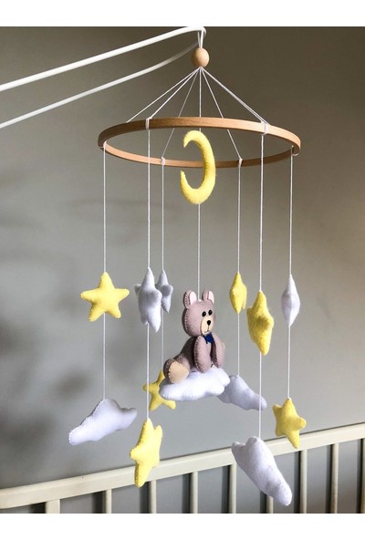 Keçeli Bebek Ayıcık Temalı %100 El Yapımı Bebek Beşik Süsü Dönence Keçeli Bebek Ayıcık Temalı %100 El Yapımı Bebek Beşik Süsü Dönence