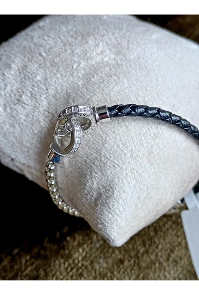 Reggente Zirkon Taşlı Kadın Deri Bileklik Bilezik