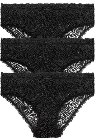 Suwen 3 Lü Dantelli Yüksek Bel Slip Külot