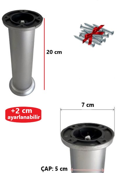 20 cm Gri Ayarlanabilir Jumbo Ayak Tv Ünitesi, Koltuk, Dolap Ayağı, Mobilya Yükseltici 20 cm Gri Ayarlanabilir Jumbo Ayak Tv Ünitesi, Koltuk, Dolap Ayağı, Mobilya Yükseltici