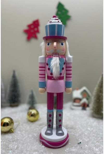 Beysüs Yılbaşı Fındıkkıran Asker Nutcracker Pastacı Pembe 35 cm CRCKR010