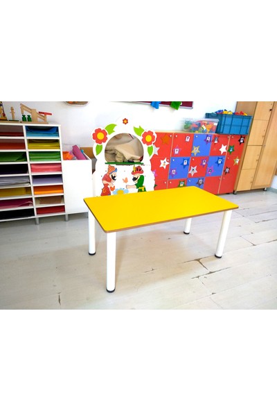 Anaokulu Market Dikdörtgen Ahşap Anaokulu Kreş Çocuk Çalışma Masası Sarı 60X120 Anaokulu Market Dikdörtgen Ahşap Anaokulu Kreş Çocuk Çalışma Masası Sarı 60X120