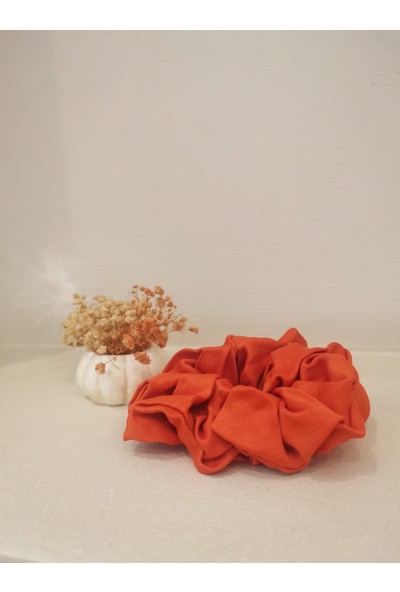 Kadın Tekli Saten Saç Lastik Toka Turuncu