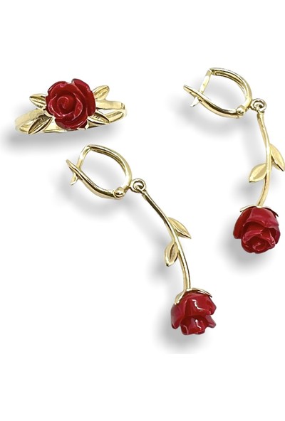 Altın Nesil Kırmızı Gül Model Altın Set Takımı