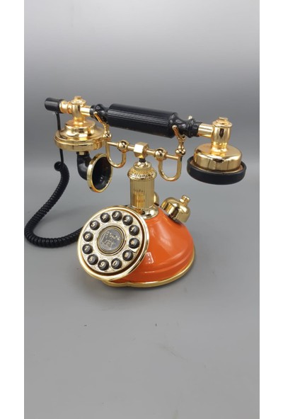 Klasik Ahizeli Telefon Kubbe Stork Oranj Tuşlu Klasik Altın Klasik Ahizeli Telefon Kubbe Stork Oranj Tuşlu Klasik Altın