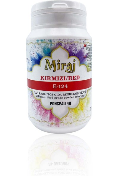 Miraj Yağ Bazlı Toz Gıda Renklendiricisi Ponceau 4r E124 Kırmızı/red 25 gr