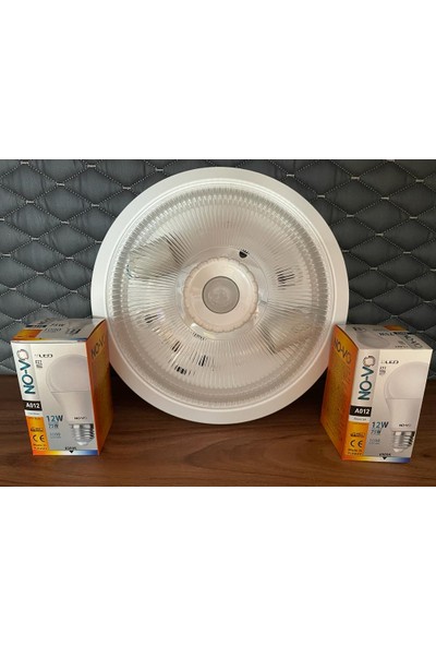 No-Vo 360 Derece Sensörlü Tavan Armatürü + 2 Adet 12W LED Ampul Hediye No-Vo 360 Derece Sensörlü Tavan Armatürü + 2 Adet 12W LED Ampul Hediye