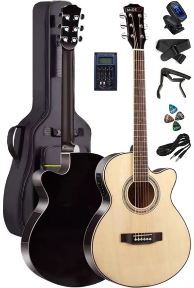 Midex XC-300NT-EQ Profesyonel Elektro Akustik Gitar 4/4 Yetişkin Üst Segment (Gigbag Çanta Tuner Capo Askı Jak Kablo Pena) Midex XC-300NT-EQ Profesyonel Elektro Akustik Gitar 4/4 Yetişkin Üst Segment (Gigbag Çanta Tuner Capo Askı Jak Kablo Pena)