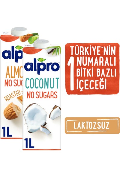 Alpro Şekersiz 2’li Mix Set Badem Sütü & Hindistan Cevizi Süt 2 x 1 lt