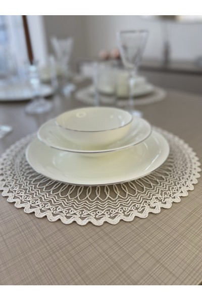 Nida Collection Fransız Dantelli 6'lı Amerikan Servis Supla Sunumluk Nida Collection Fransız Dantelli 6'lı Amerikan Servis Supla Sunumluk