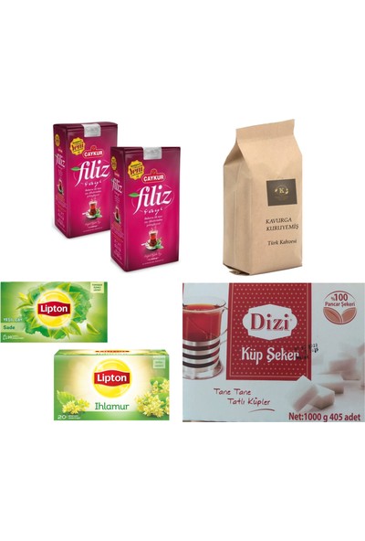 Kavurga Kuruyemiş Ofis Paketi Şeker 1 kg + Bitki Çayı 2 x 20'li + Türk Kahvesi 500 gr + Siyah Çay 500 gr