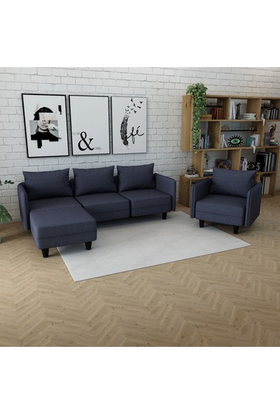 Woodesk Miro Lacivert Renk 1+Köşe Takım CPT8524-210 Woodesk Miro Lacivert Renk 1+Köşe Takım CPT8524-210