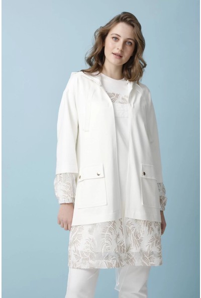 Pureva Ekru Pullu Pileli Ipeksi 2 Iplik Kap