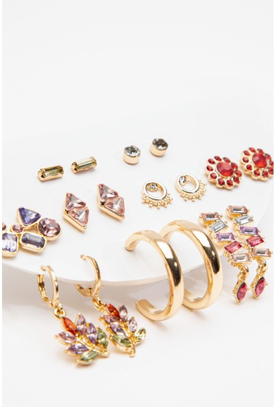 Penti Çok Renkli Leaf Küpe Set