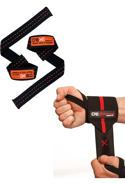 Dex Supports Pro Lifting Straps + Elite Wrist Wraps 2'li Set Dex Supports Pro Lifting Straps + Elite Wrist Wraps 2'li Set