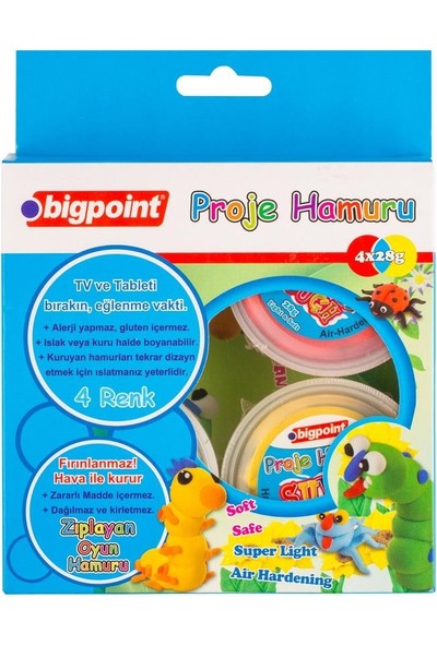 Bigpoint Zıplayan Renkli Proje Oyun Hamuru Eğitici Oyuncak 4 Renk BP763-04 Bigpoint Zıplayan Renkli Proje Oyun Hamuru Eğitici Oyuncak 4 Renk BP763-04